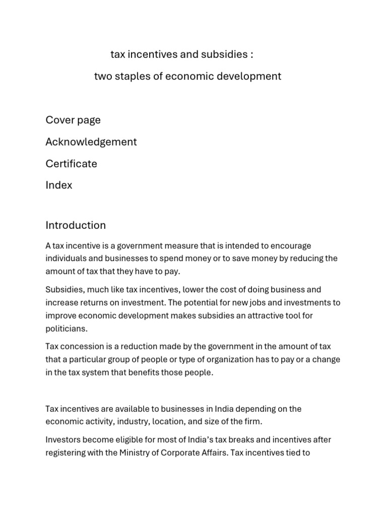 Tax Incentives and Subsidies Overview | PDF | Subsidy | Taxes