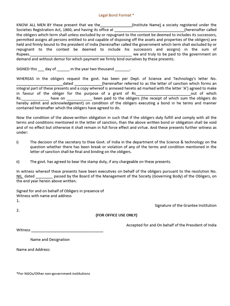 4 B Legal Bond Format | PDF | Government | Private Law