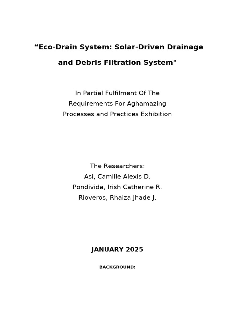 Eco-Drain: Solar-Powered Filtration System | PDF | Flood | Drainage