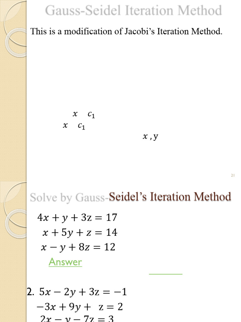 Gauss-Seidel Iteration Method | PDF | Algorithms | Linear Algebra Gauss-Seidel Iteration Method | PDF | Algorithms | Linear Algebra