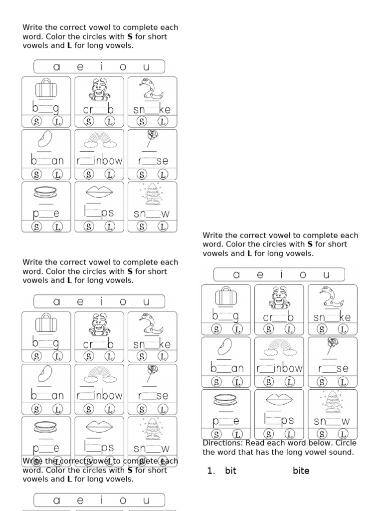 Long Vowel Sounds | PDF