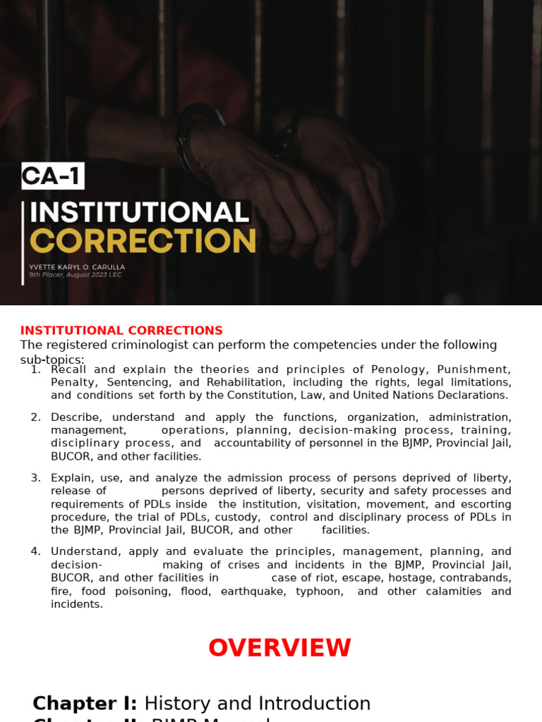 Ca1 - Institutional Corrections - Carulla | PDF | Prison | Punishments