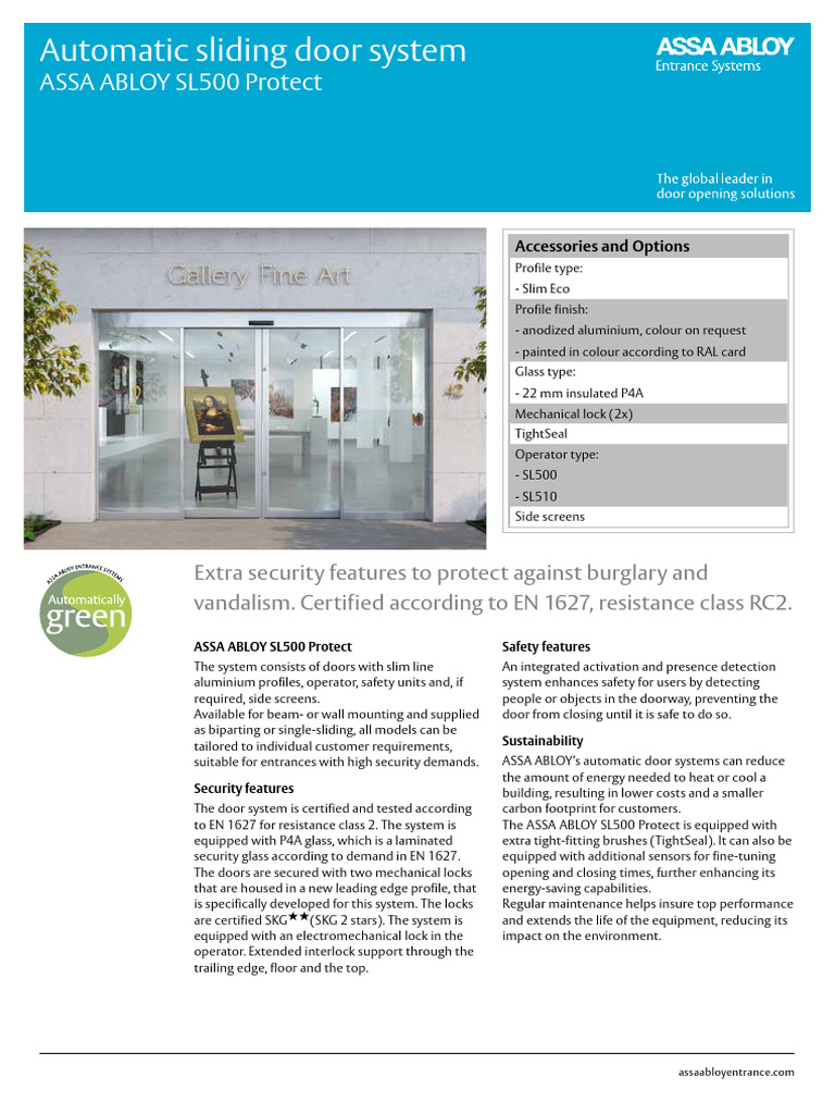 Product Leaflet - ASSA ABLOY SL500 Protect En | PDF | Door