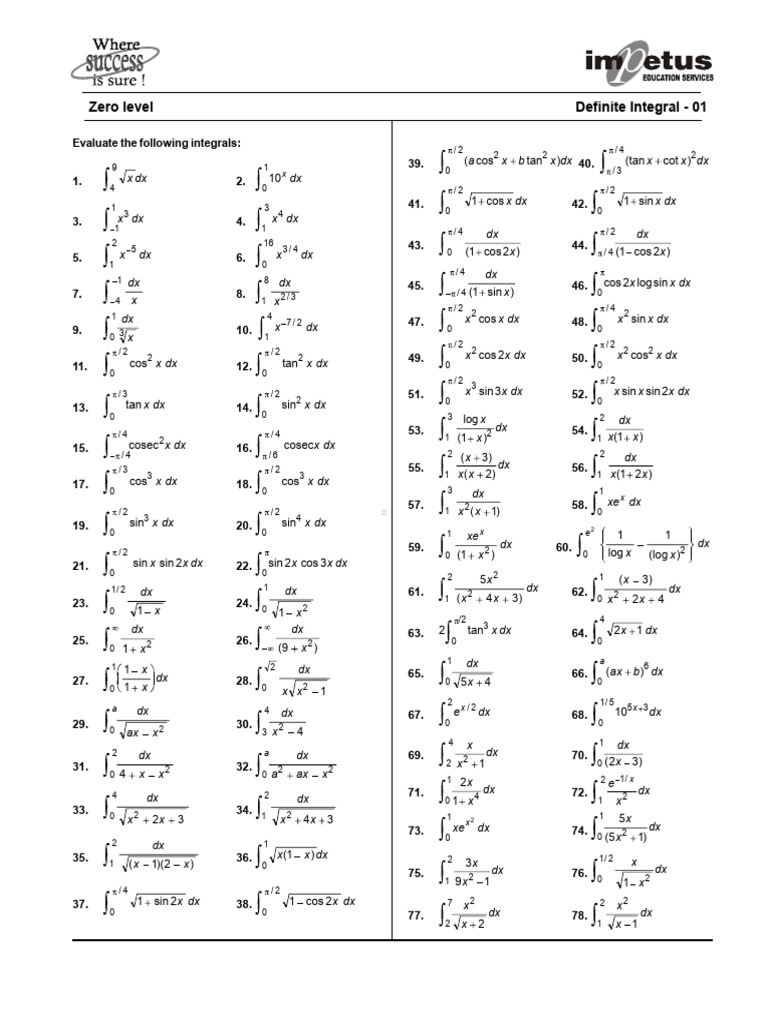 Zero Level - Definite Integral - 01 - 50822583 - 2025 - 01 - 31 - 09 ...