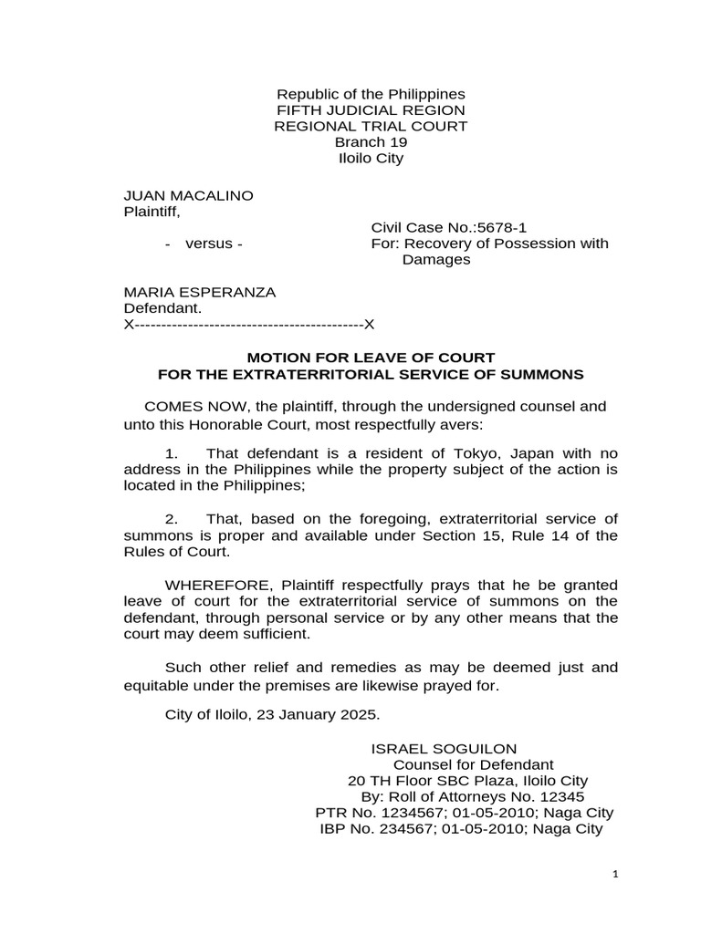 Motion For Leave of Court | PDF | Affidavit | Lawsuit