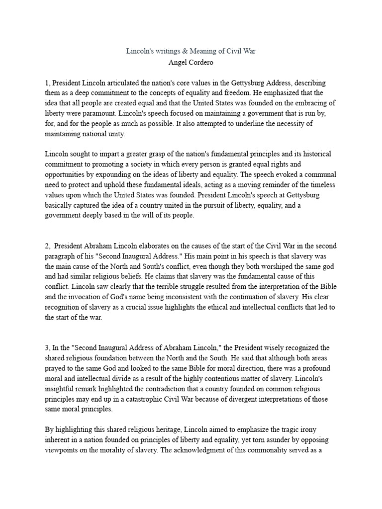 Lincoln's Writings & Meaning of Civil War | PDF | Abraham Lincoln | Liberty