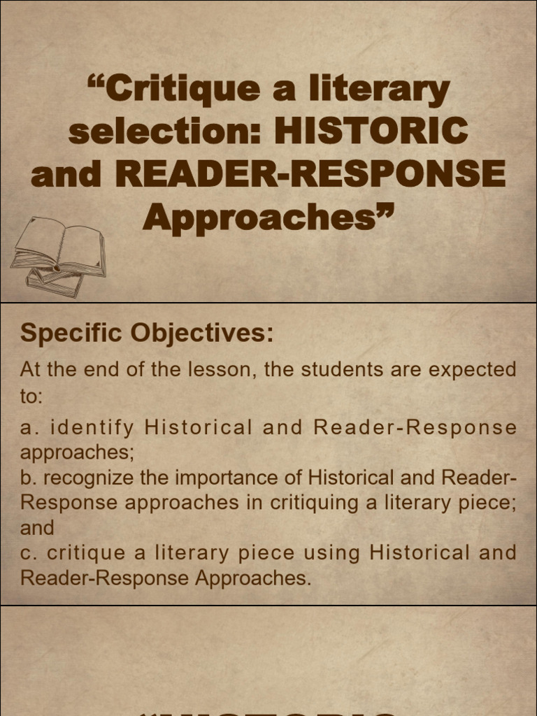Quarter 3 Lesson 5 Historical and Reader Response Approaches | PDF