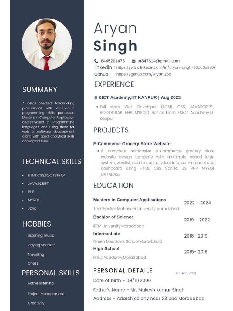 Aryan (Resume) | PDF