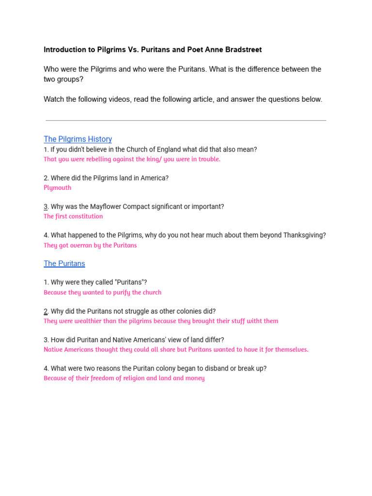 Introduction To Pilgrims Vs | PDF