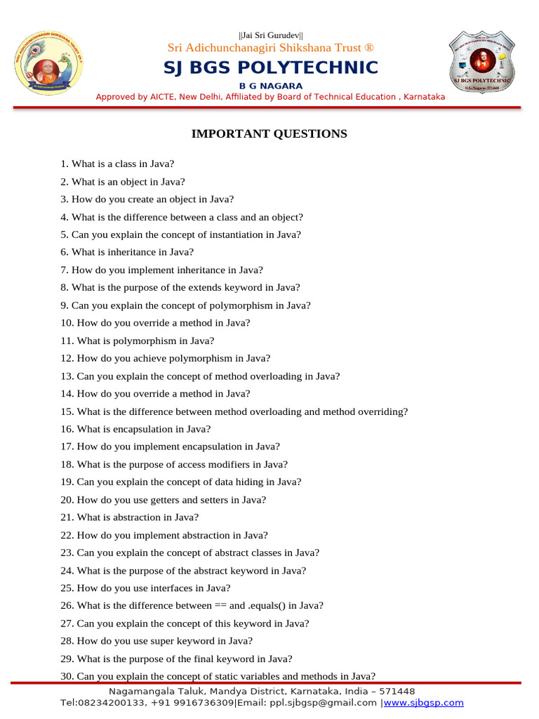 Question Bank OOPS | PDF