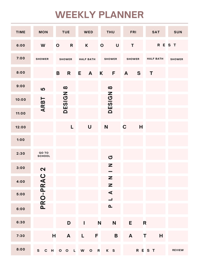 Pink & White Schedule Weekly Planner | PDF