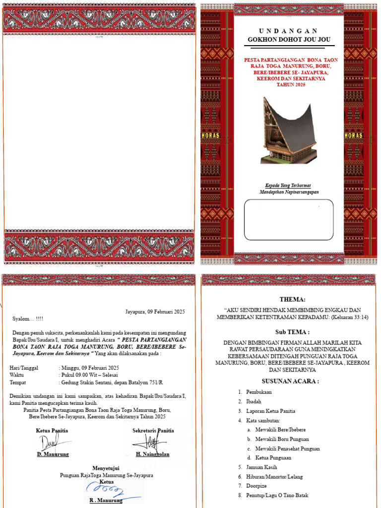 UNDANGAN BONA TAON RAJA TOGA MANURUNG Revisi | PDF