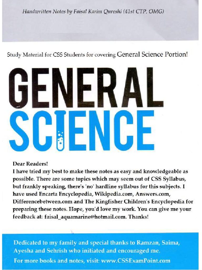 General Science Notes by Karim Qureshi | PDF