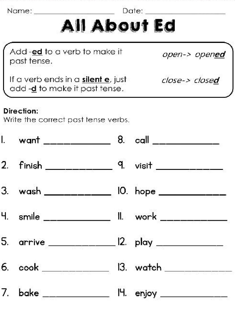 Add Ed To A Verb | PDF