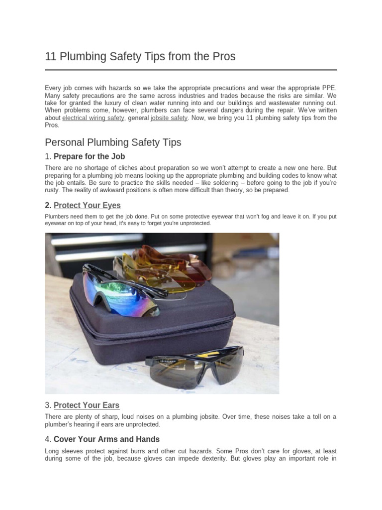 6.8 Plumbing Safety | PDF | Plumbing | Personal Protective Equipment