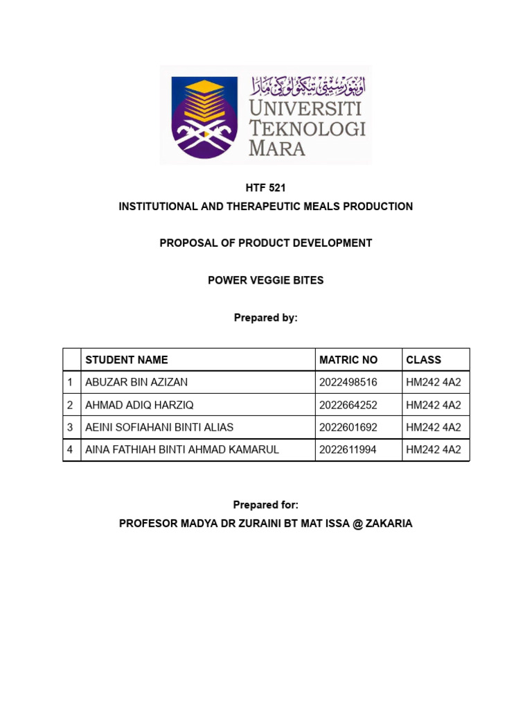 Power Veggie Bites Development Proposal | PDF | Nutrition | Diet ...