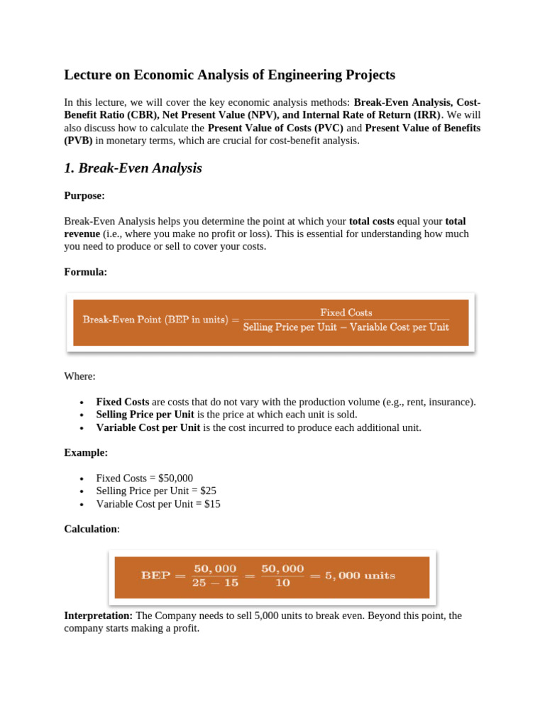 Economic Analysis Methods for Projects | PDF | Net Present Value ...