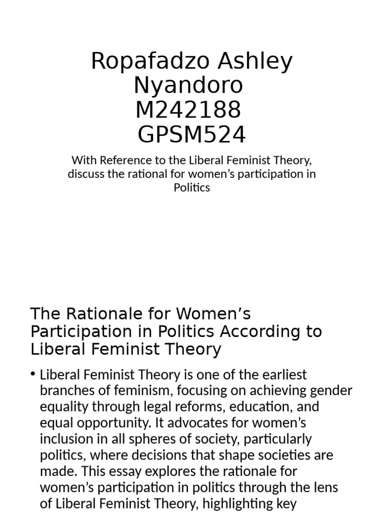 Ashley Nyandoro GPSM524 Presentation | PDF | Feminism | Gender Studies