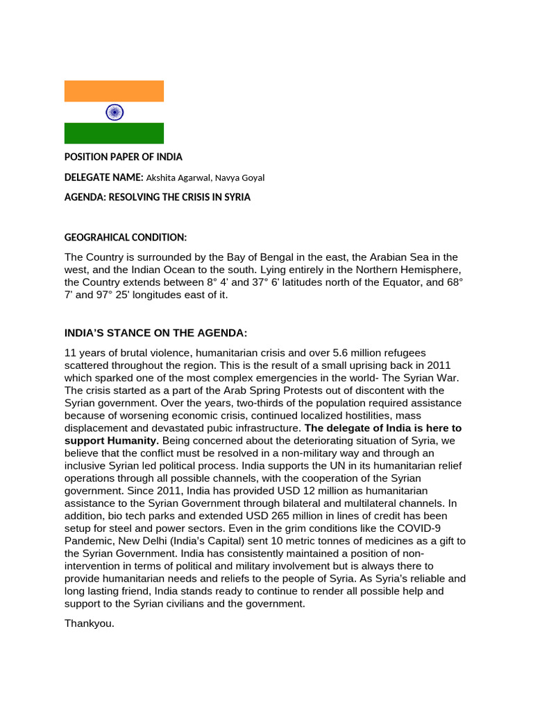 Position Paper of India-1 | PDF