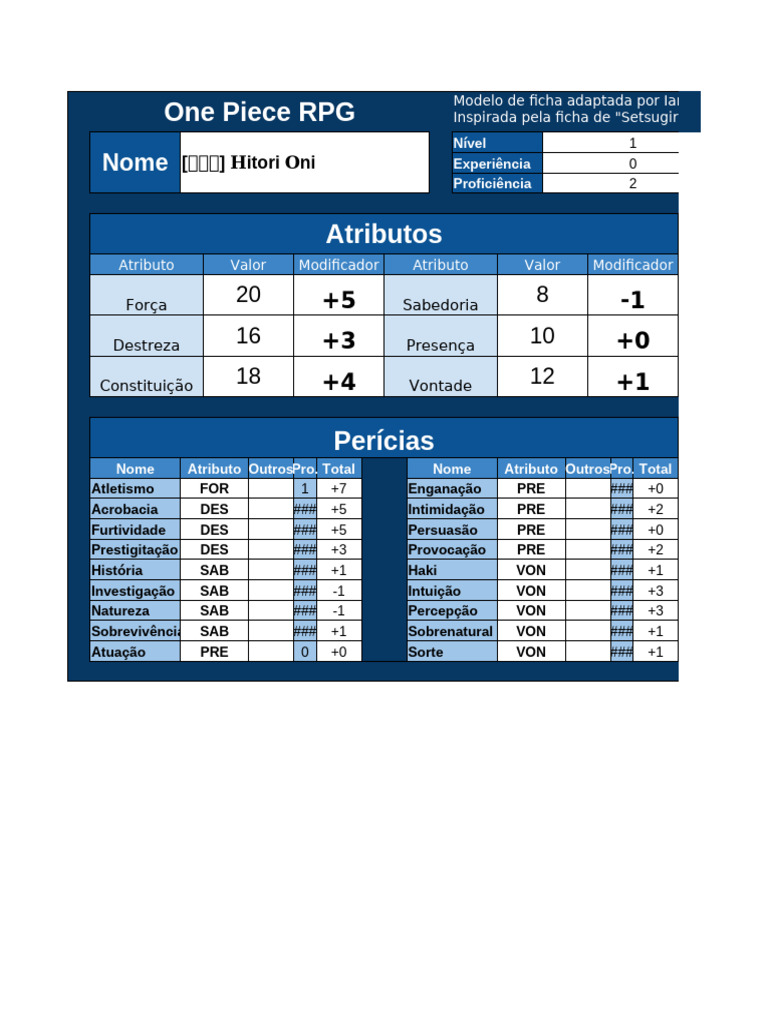 Ficha OP RPG 1.5 - Elias | PDF | Samurai