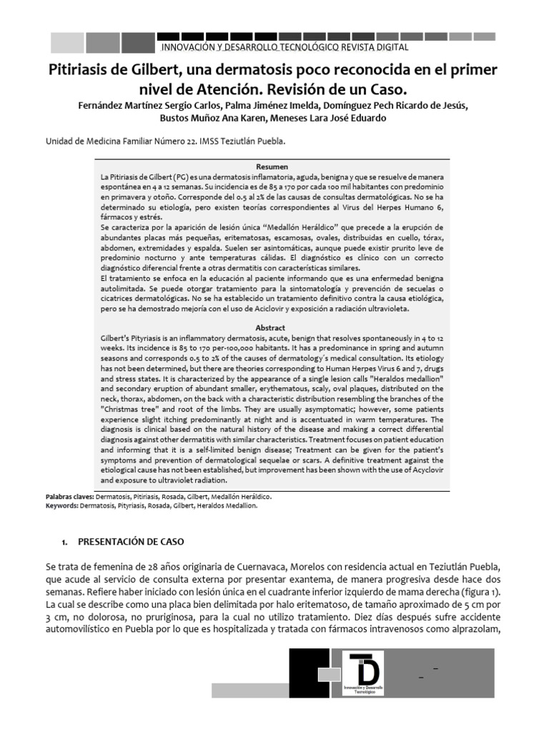 4 02 Pitiriasis Rosada o Pitiriasis de Gilbert | PDF | Virus | Medicina