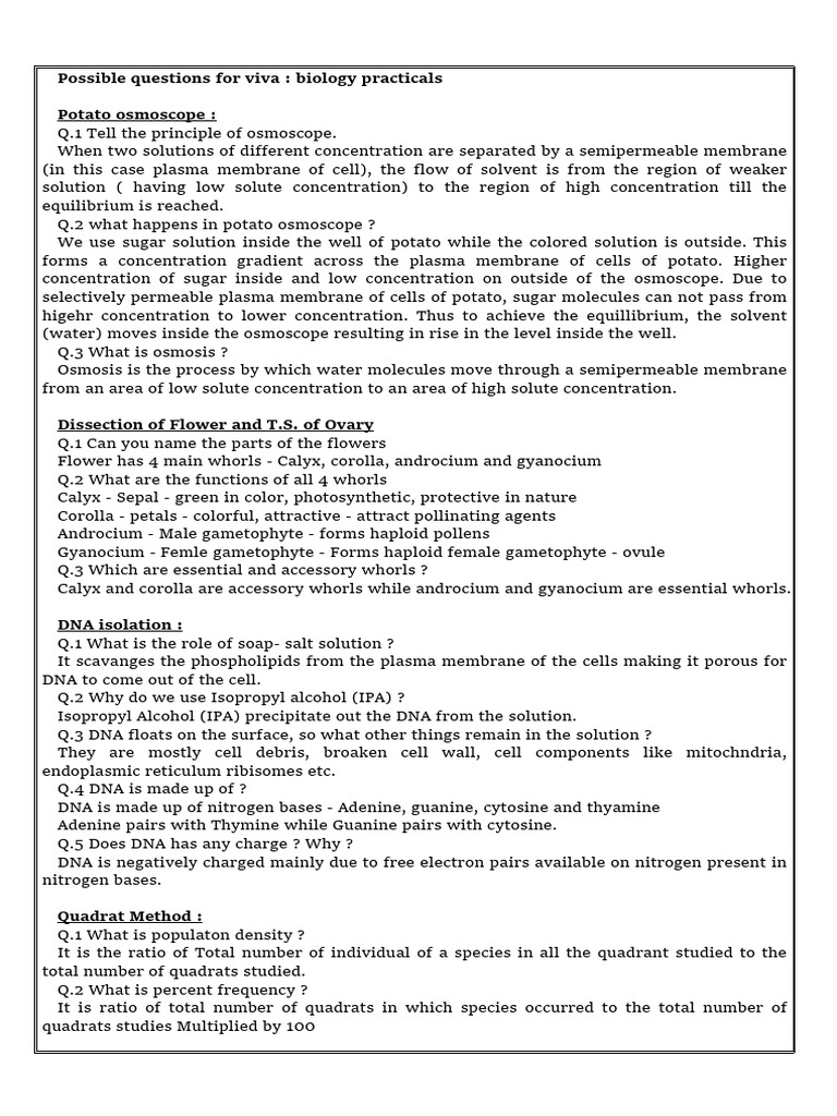 Biology Practical Viva Questions Guide | PDF | Meiosis | White Blood Cell