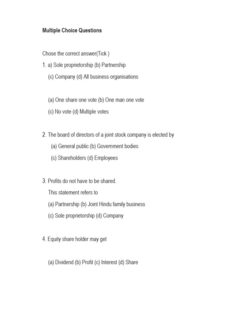 Multiple Choice Questions | PDF