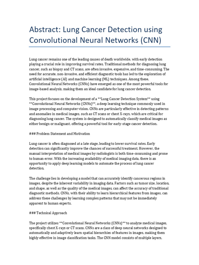 Lung Cancer Detection CNN Abstract | PDF | Medical Imaging | Cancer