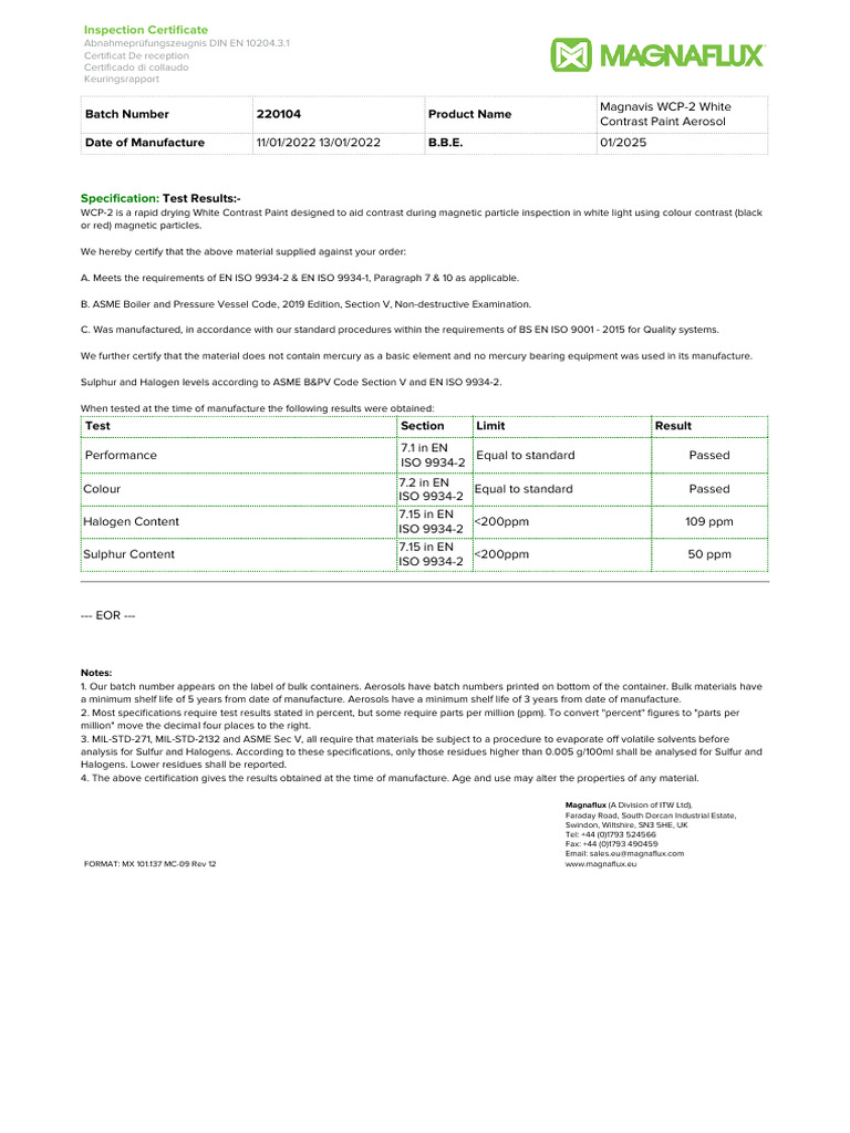 Magnavis WCP 2 White Contrast Paint Aerosol | PDF