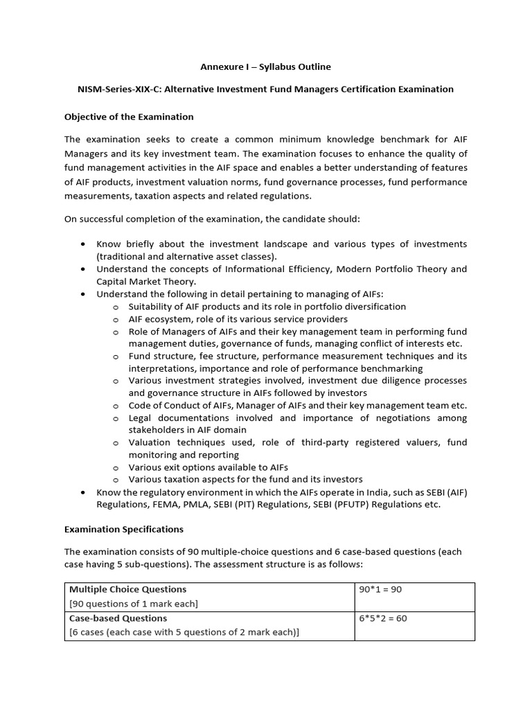 nism AIF managers 19c Annexure-I (1) | PDF | Investing | Governance