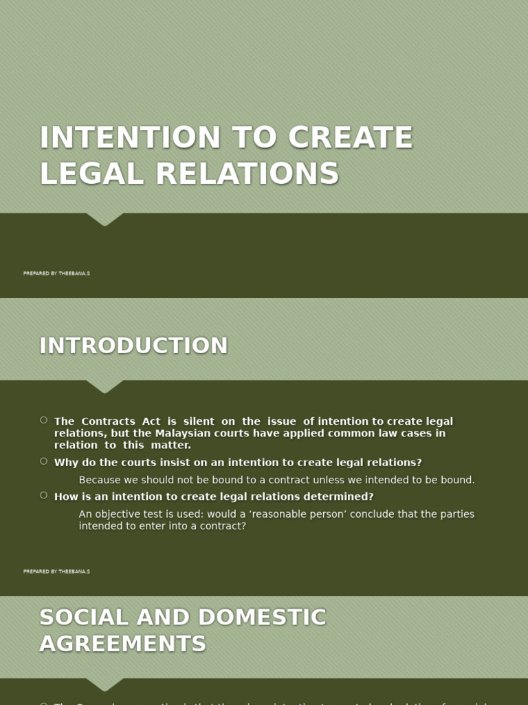 Intention to Create Legal Relations in Malaysia | PDF | Common Law ...