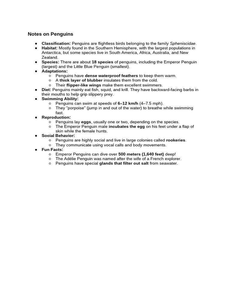 Notes On Penguins | PDF