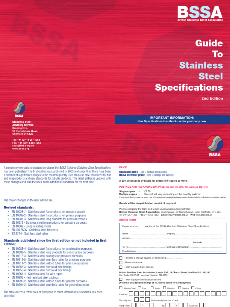Updated BSSA Stainless Steel Specs Guide | PDF | Pipe (Fluid Conveyance ...