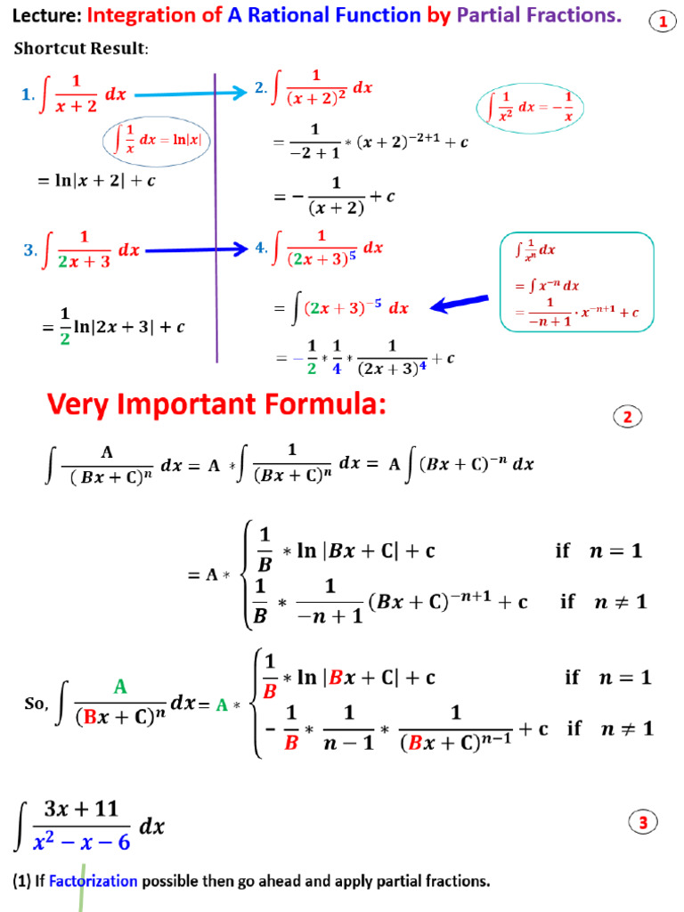 Lecture 5 On 7.5 Integrating Rational Functions by Partial Fractions | PDF | Numbers | Functions ...