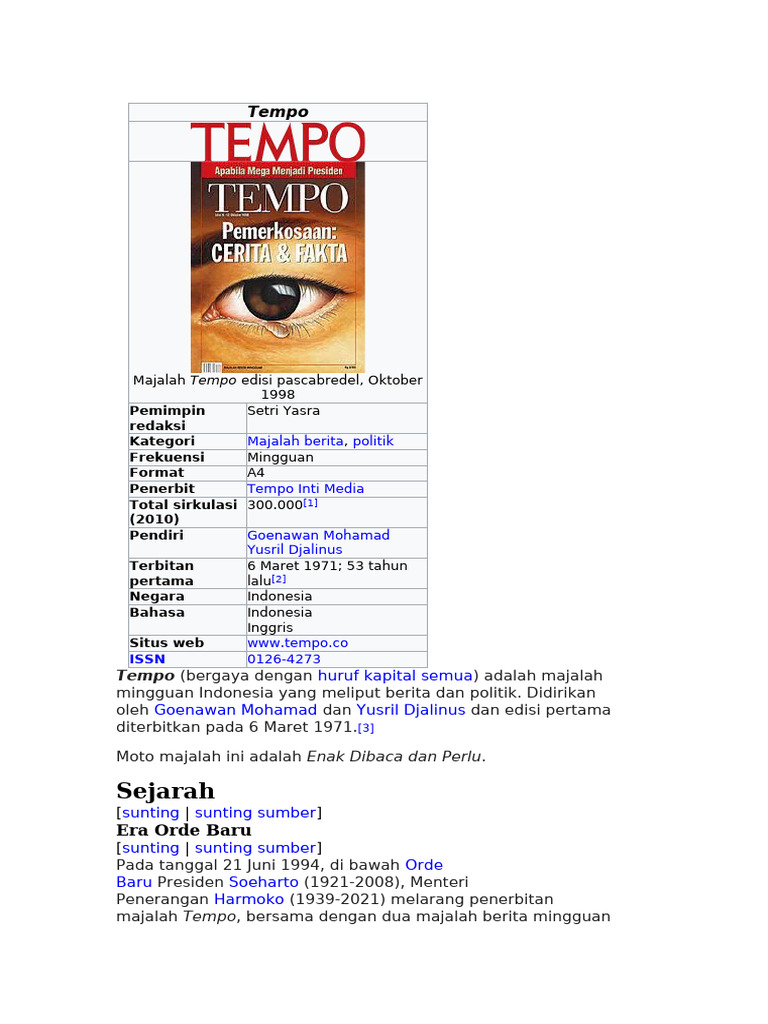 Sejarah dan Kontroversi Majalah Tempo | PDF