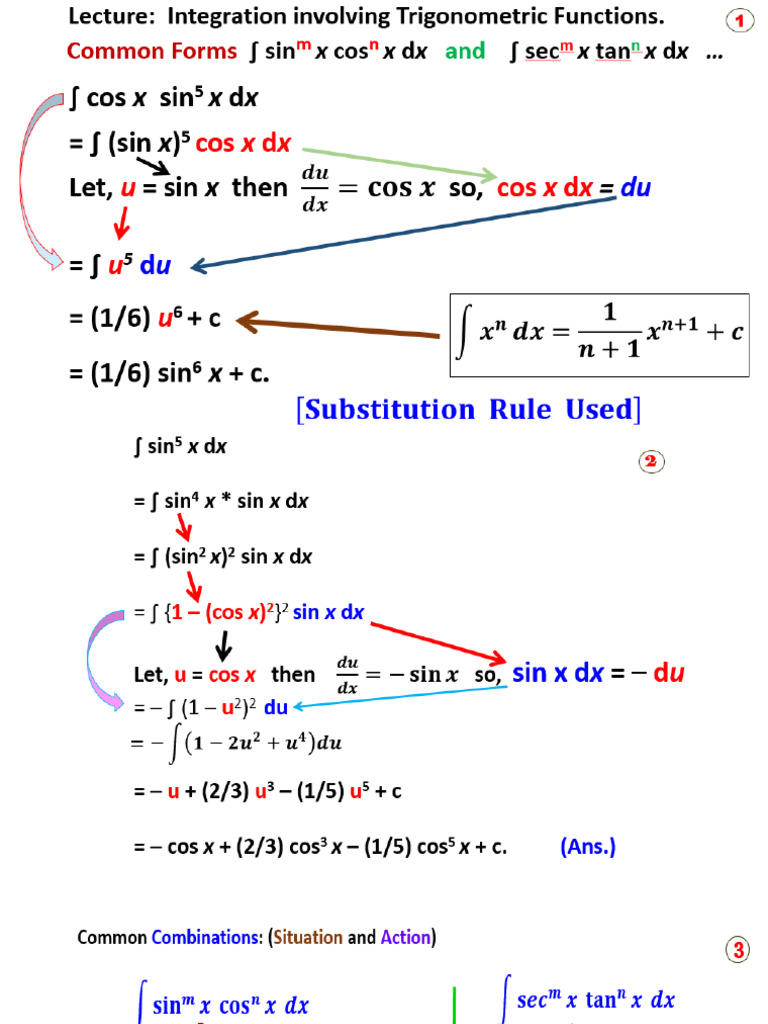 Lecture 3 on 7.3 Trigonometric integrals (1) | PDF | Trigonometric ...