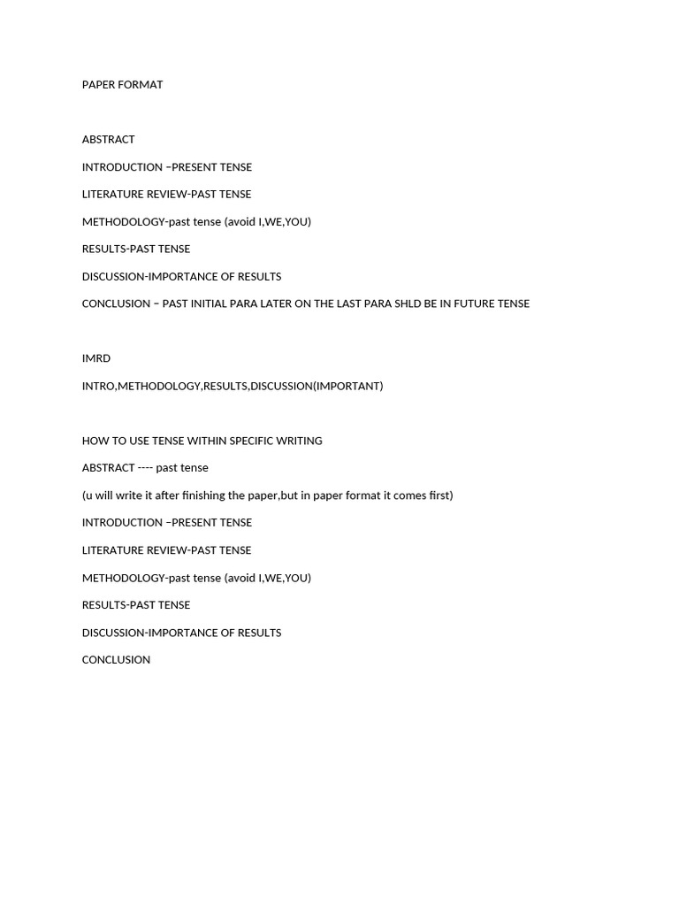 Guidelines for Scientific Paper Format | PDF