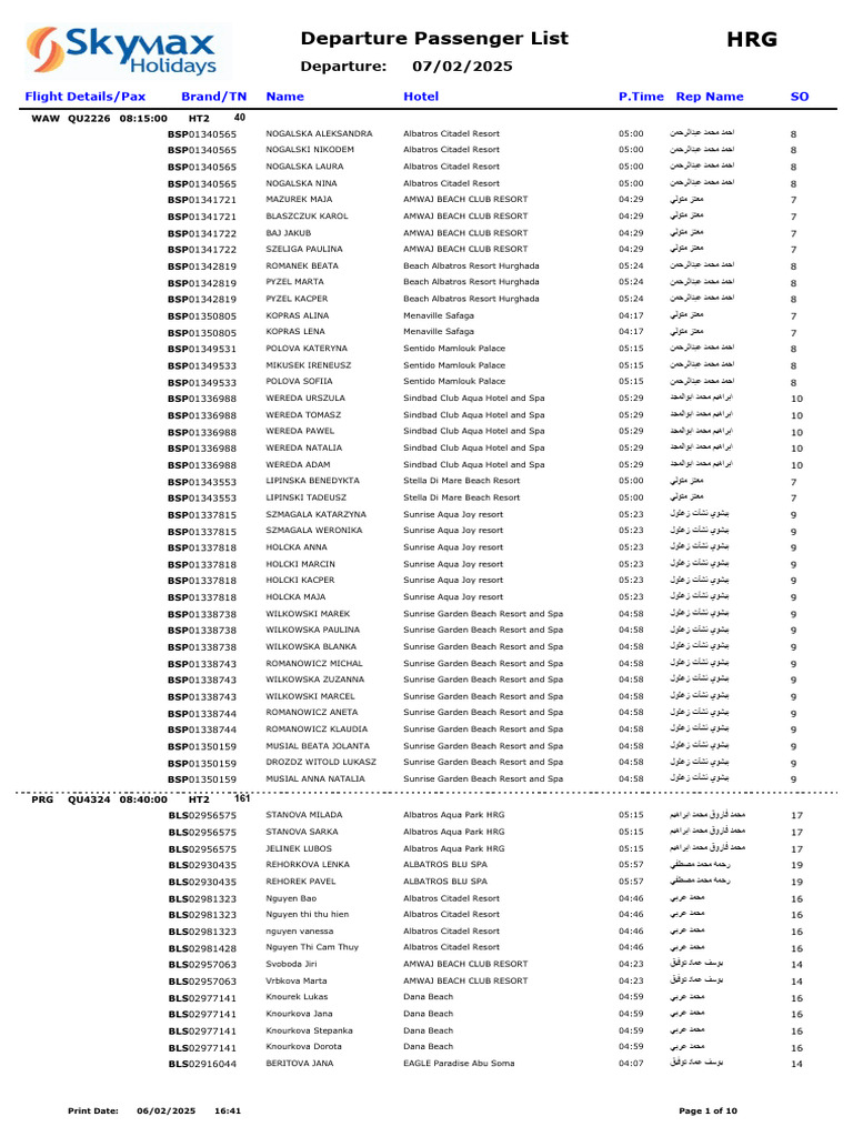 DEP PAX LIST 7.2.2025 | PDF