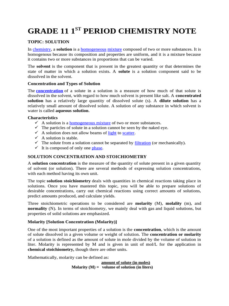 Understanding Solution Concentration in Chemistry | PDF | Colloid ...