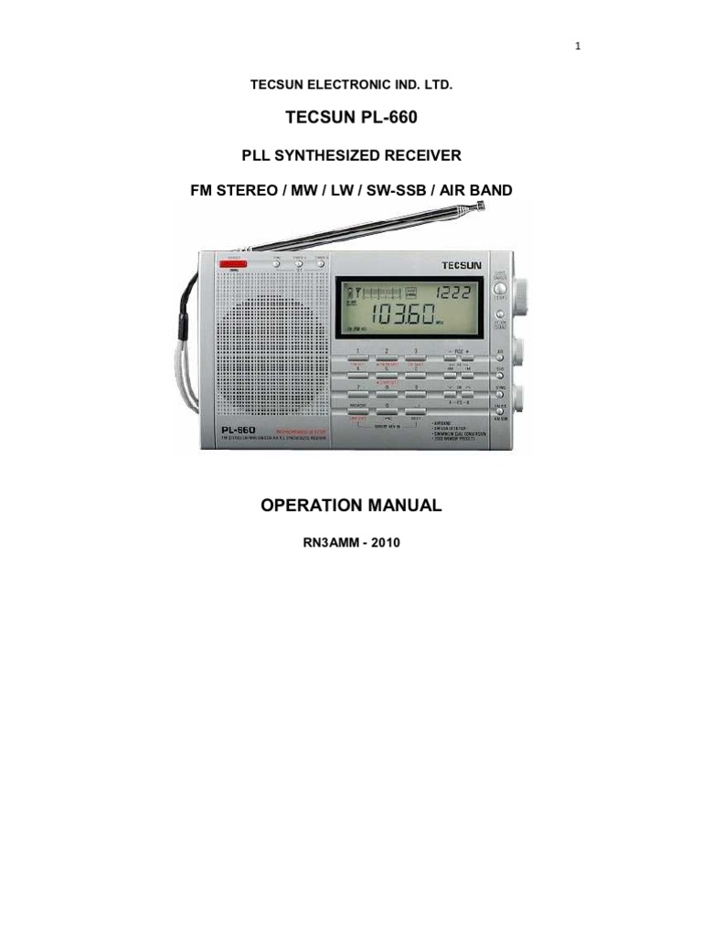 Manual Radio Tecsun PL 660 | PDF | Modulación de frecuencia | Alta ...