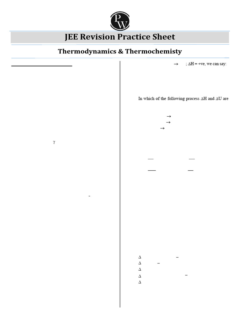 Thermodynamics & Thermochemistry | PDF | Entropy | Heat