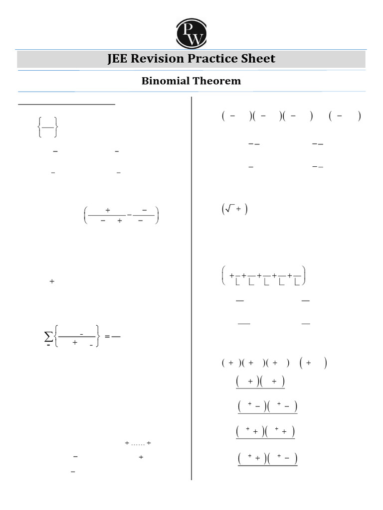 Binomial Theorem | PDF | Summation | Numbers