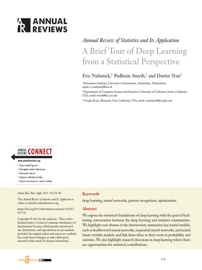 2023 Review A Brief Tour Of Deep Learning From A Statistical