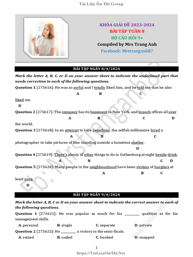 (LGD 2024) Bo Cau Hoi 9 Tuan 8 | PDF