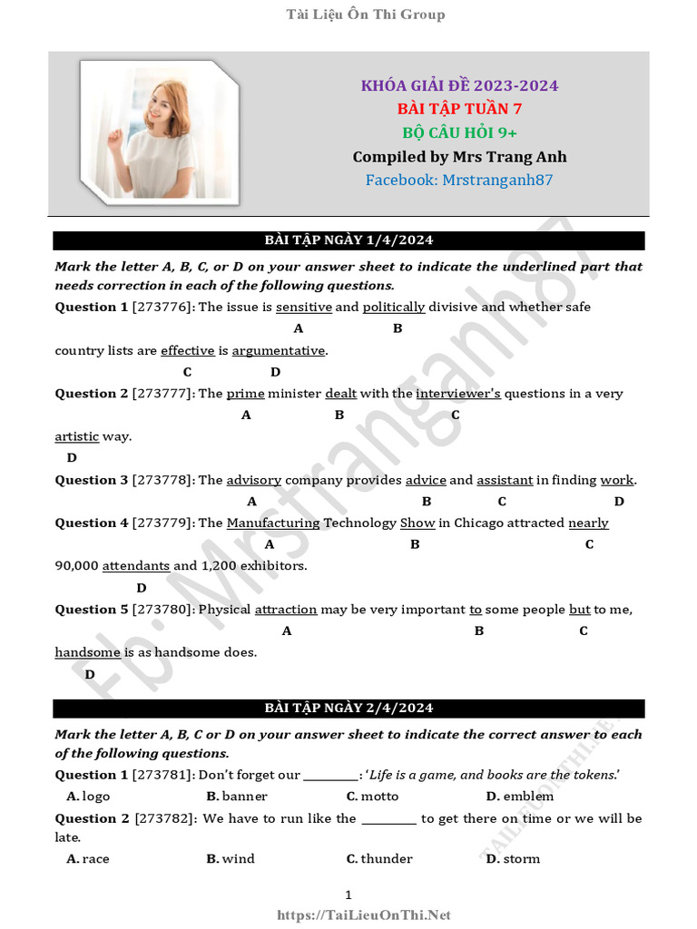 (LGD 2024) Bo Cau Hoi 9 Tuan 7 | PDF