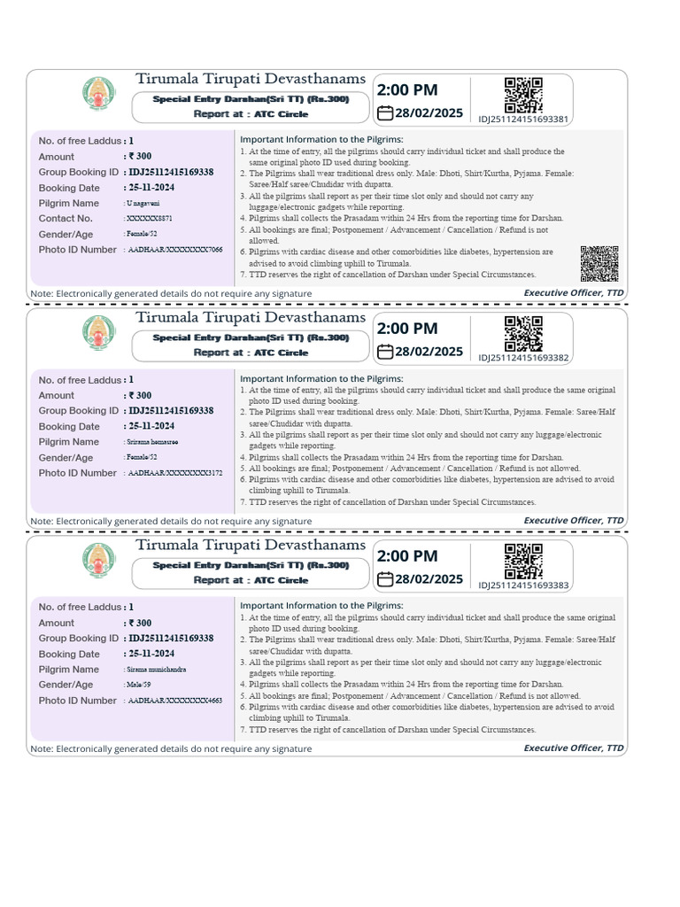 TTD Special Entry Darshan Details | PDF | Diseases And Disorders