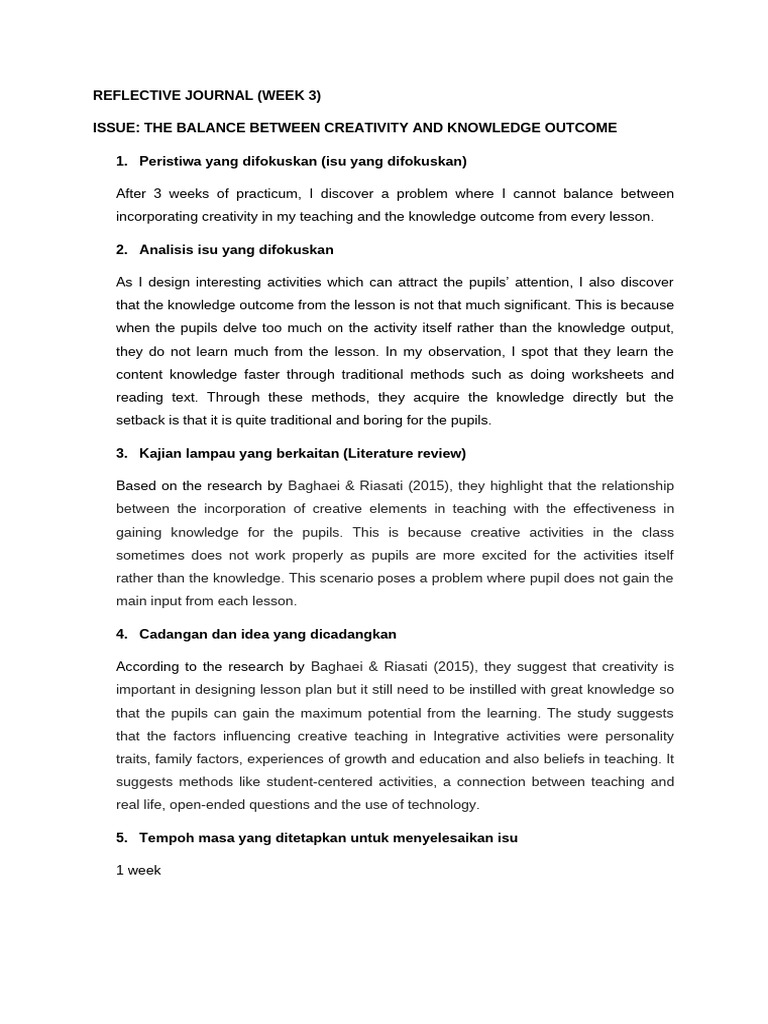 REFLECTIVE JOURNAL 3 | PDF | Teachers | Creativity