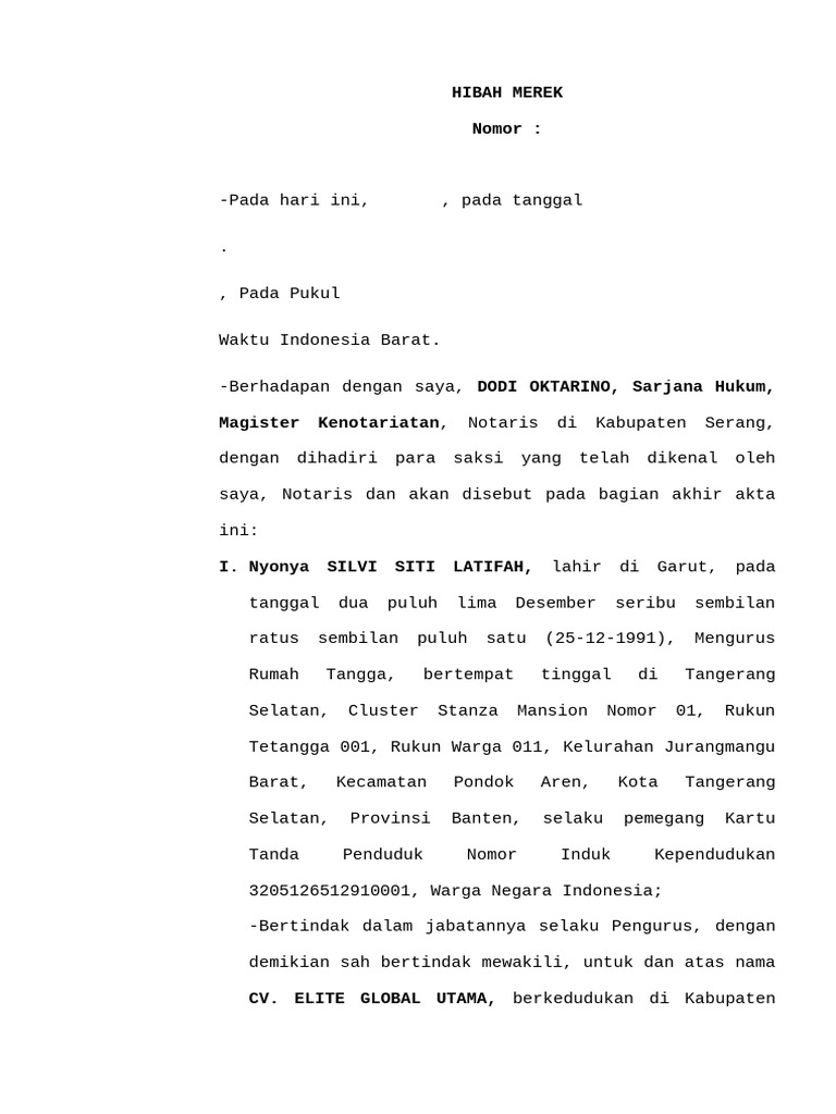 DRAFT HIBAH MEREK FIX by Dodi | PDF