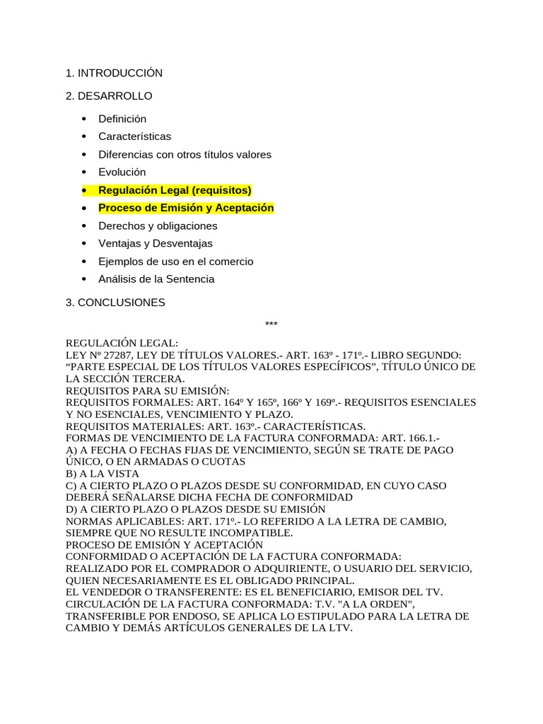 Factura Conformada: Regulación y Proceso | PDF