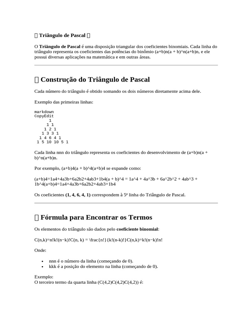Triangulo de Pascal | PDF
